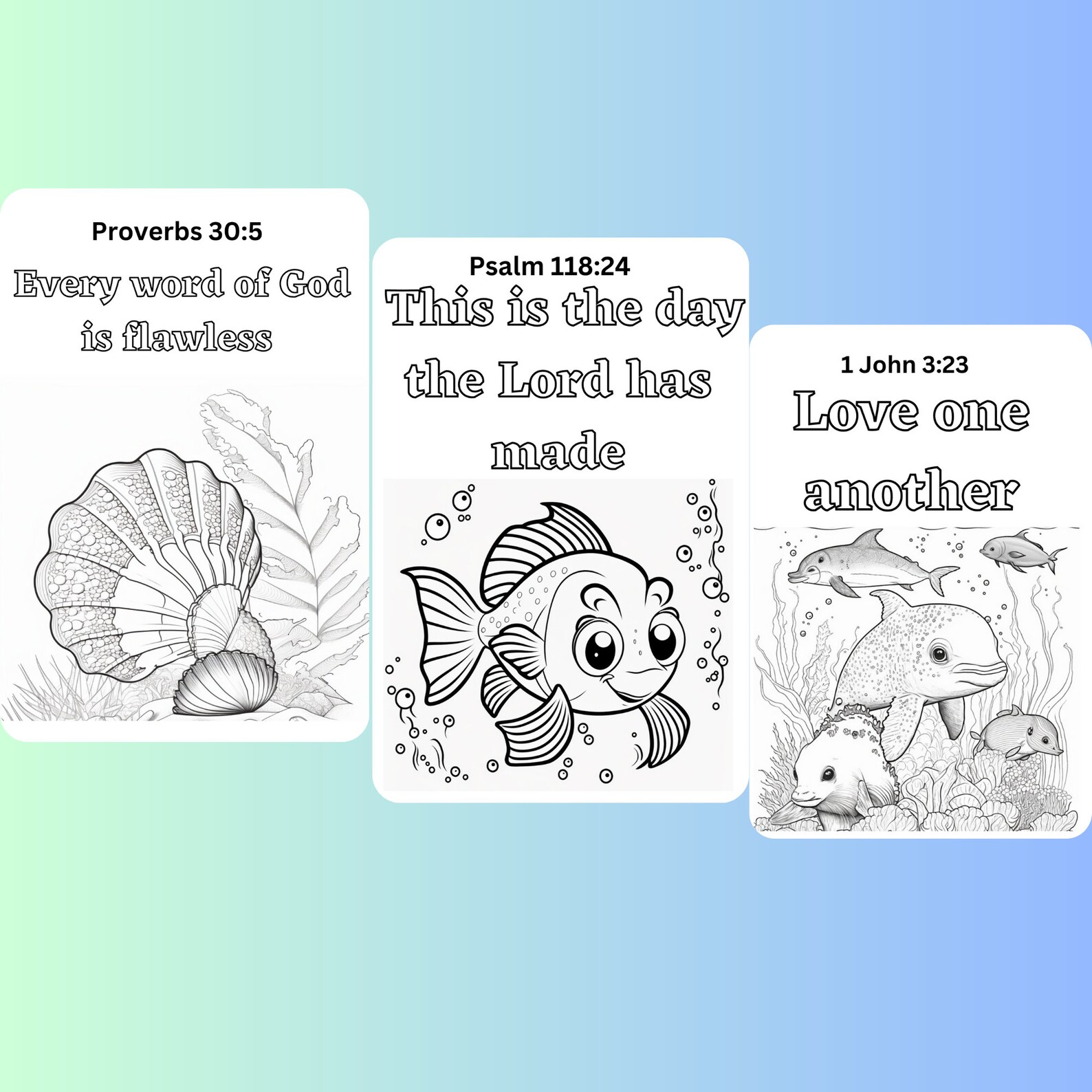 Bible Verse Coloring Pages - 10 Ocean Theme Colouring Sheets for Kids ...