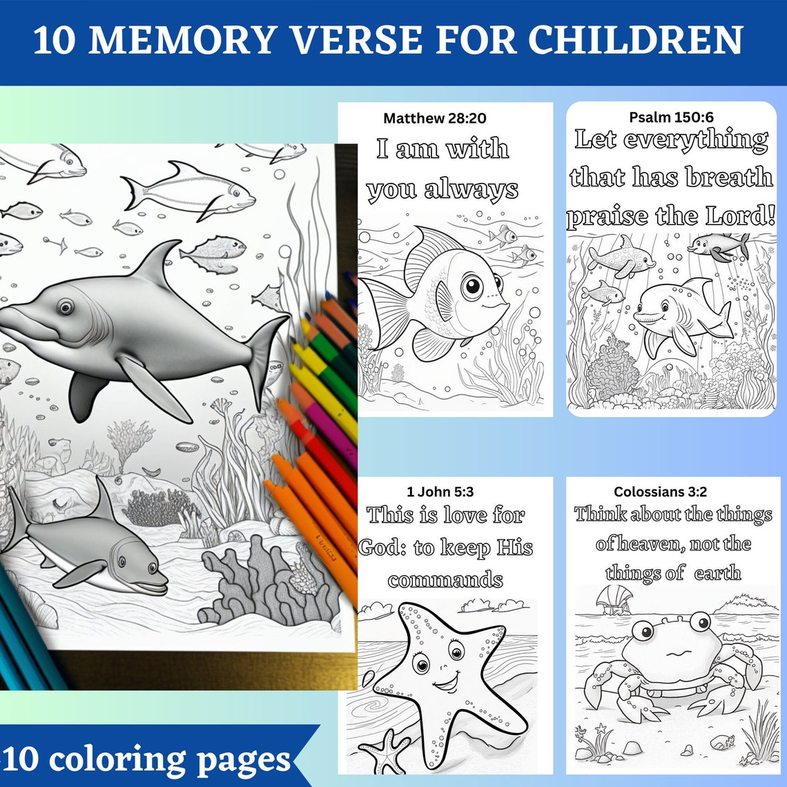 Bible Verse Coloring Pages - 10 Ocean Theme Colouring Sheets for Kids ...