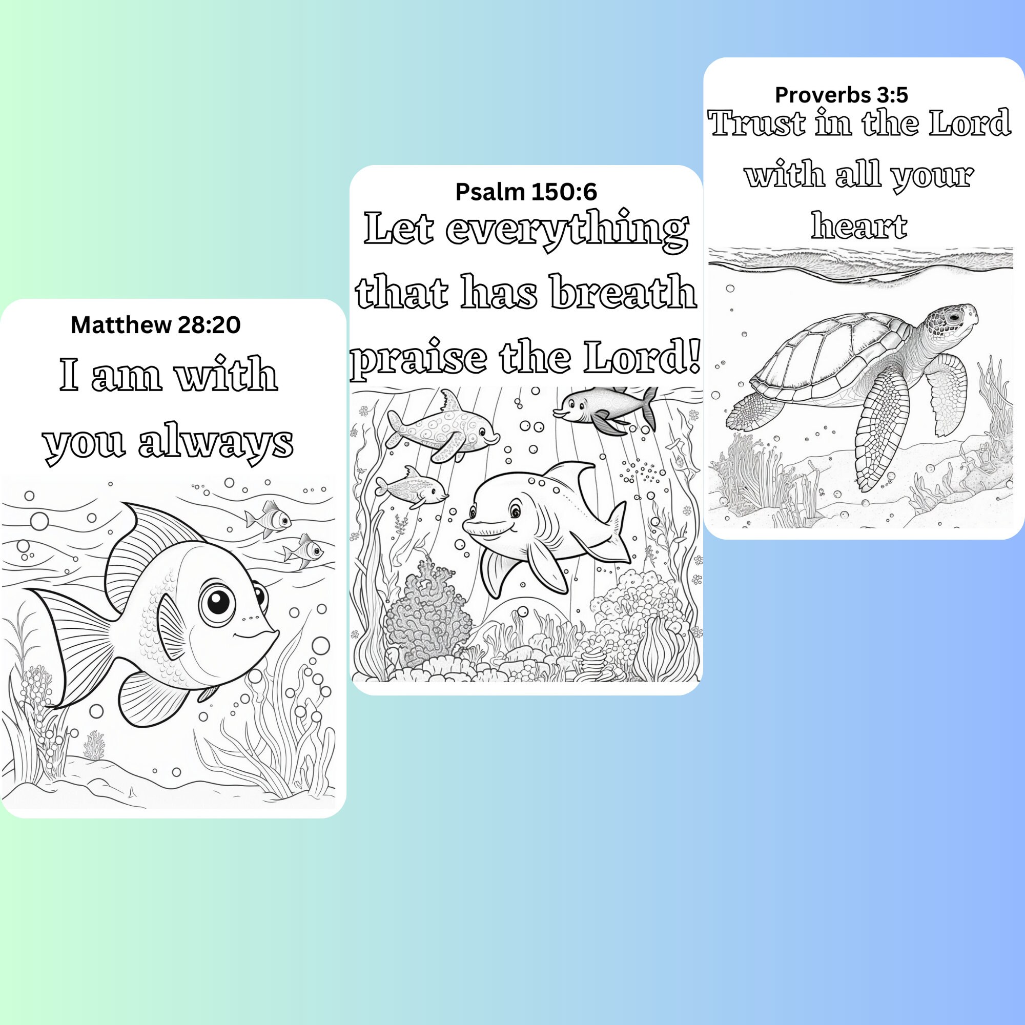 Bible Verse Coloring Pages - 10 Ocean Theme Colouring Sheets for Kids ...