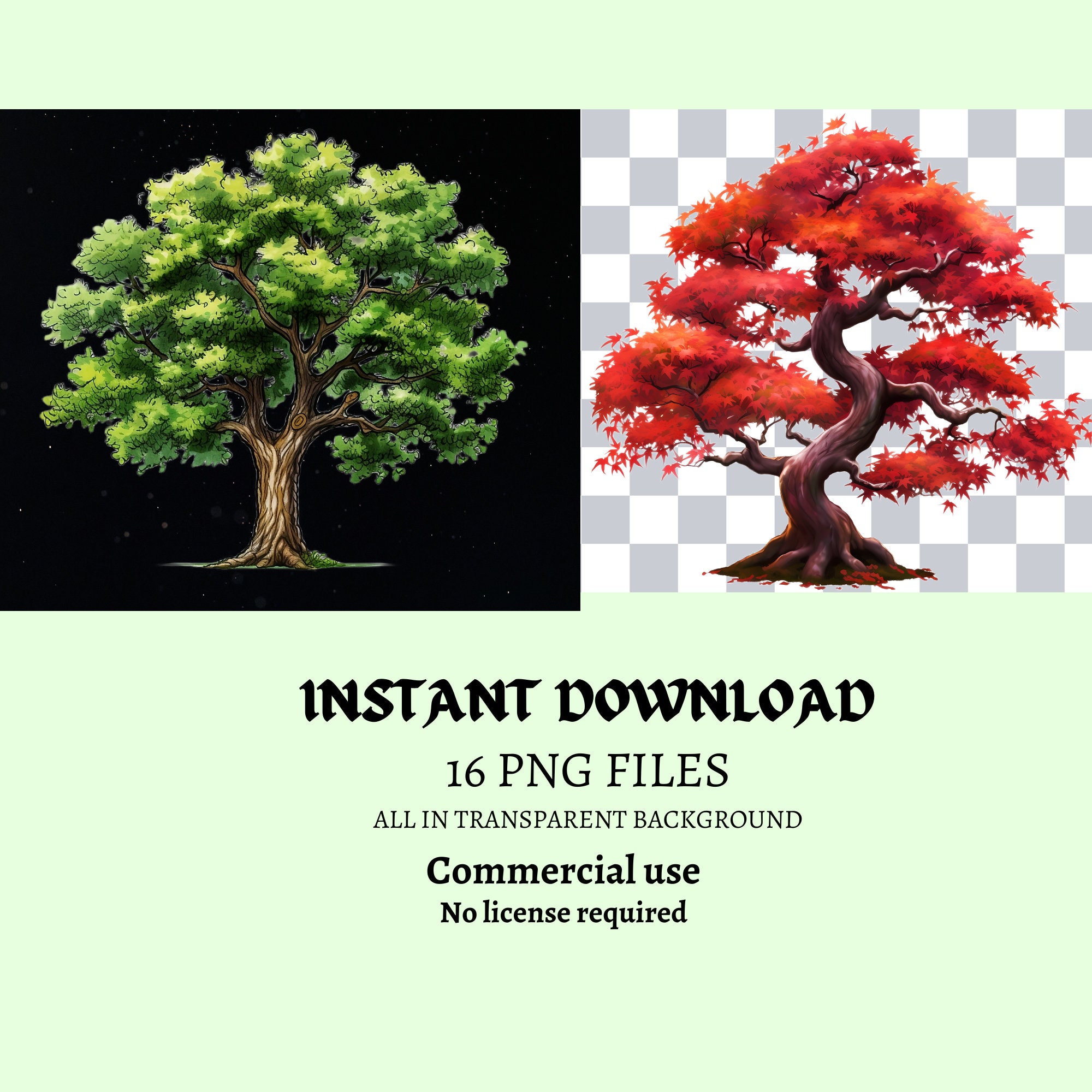 Botanical Trees Clipart Ṇature Landscape Greenery Clip Art DIY Creative ...