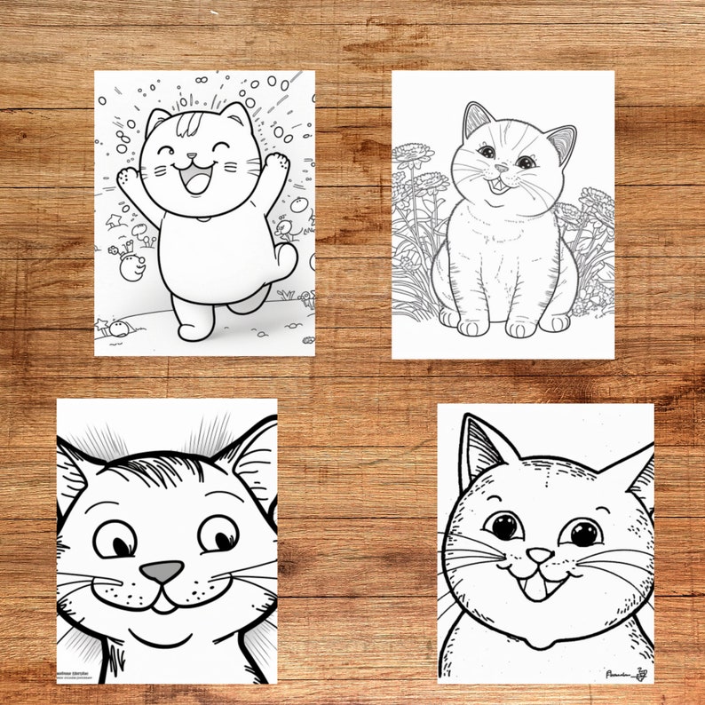 Cat Coloring Pages for Kids - 10 Pages Digital Download - Fun Coloring ...