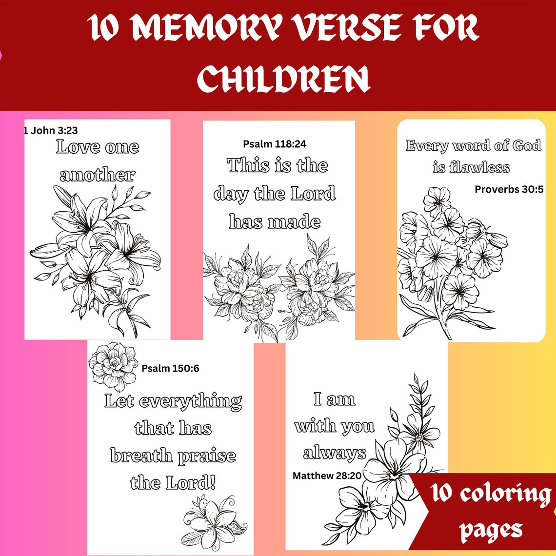 10 Memory Verse Coloring Pages - Bible Verse Colouring Sheets for Kids ...