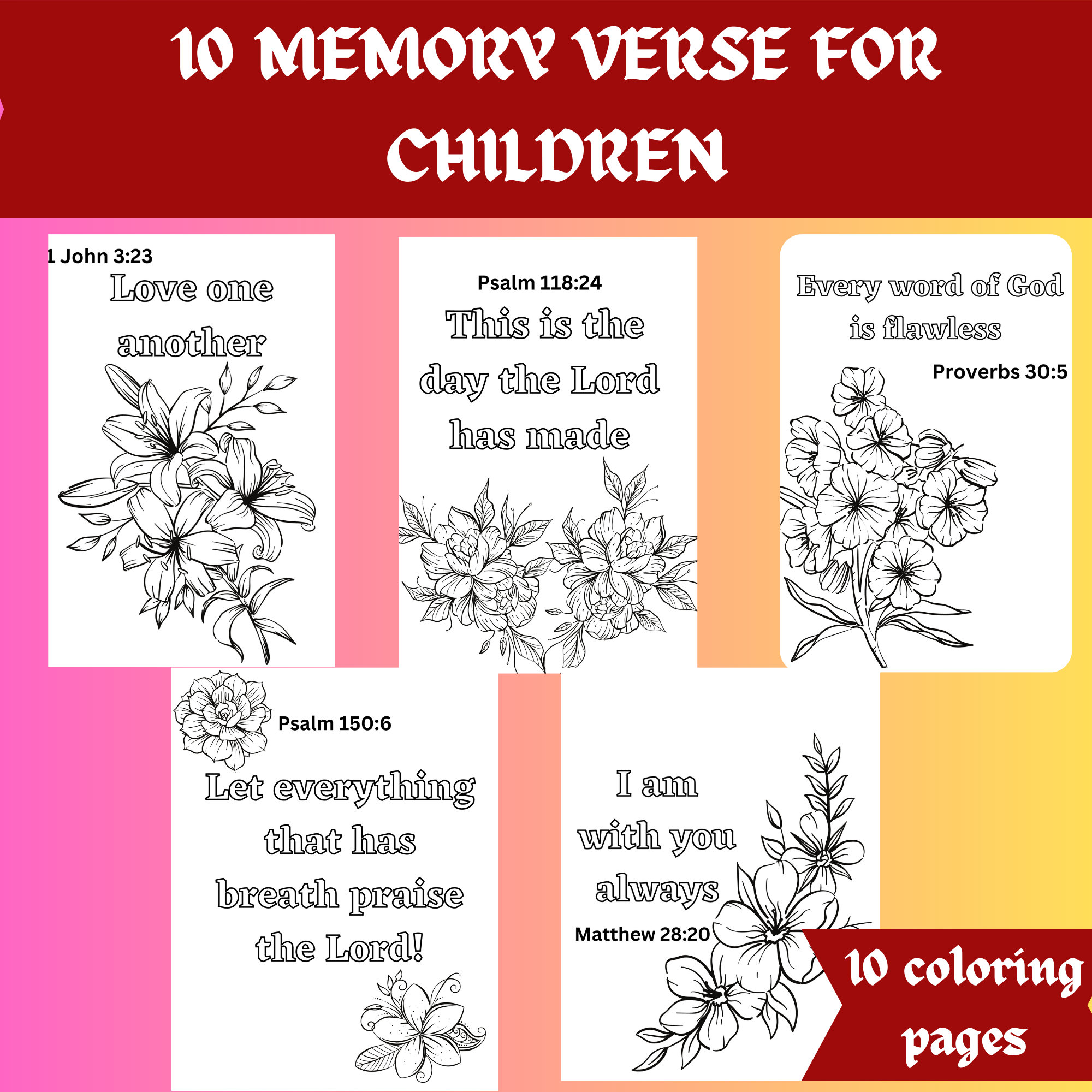 10 Memory Verse Coloring Pages - Bible Verse Colouring Sheets for Kids ...