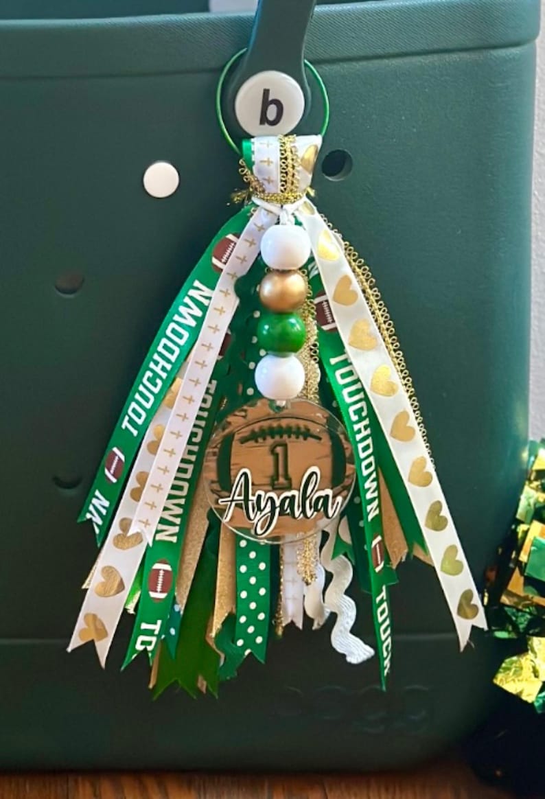 Custom Ribbon Bag Tag Spirit Wear Bogg Bag Tag Ribbon Bag Tassel ...