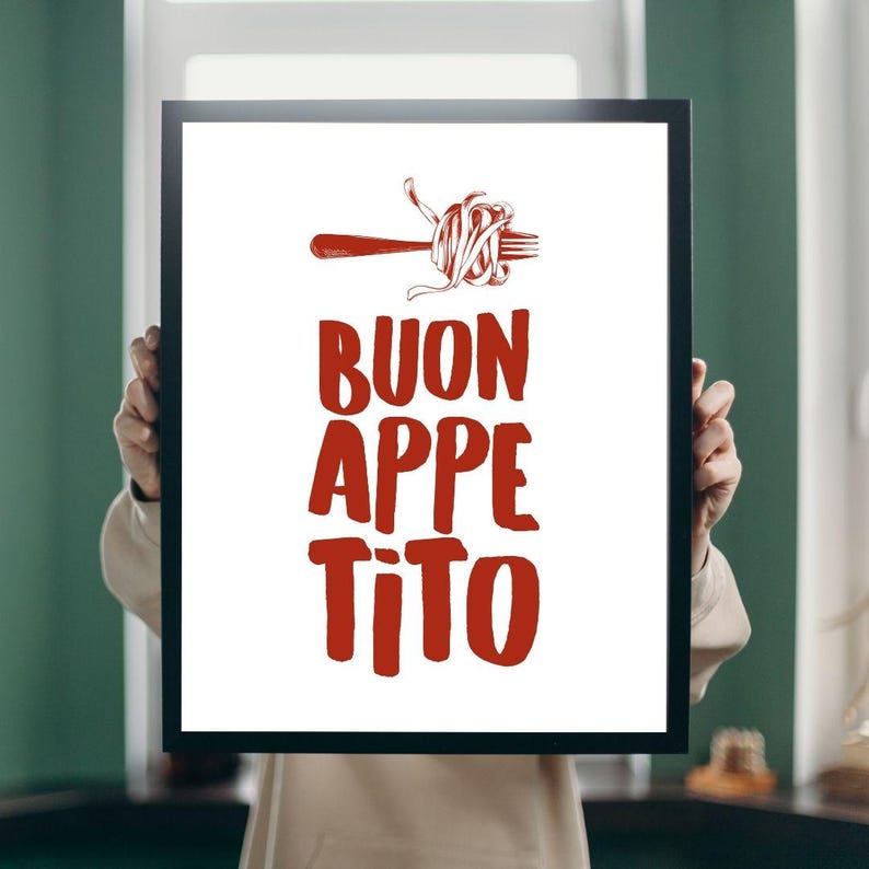 Buon Appetito Poster - Italian-inspired Kitchen Wall Art in 6 Colors ...
