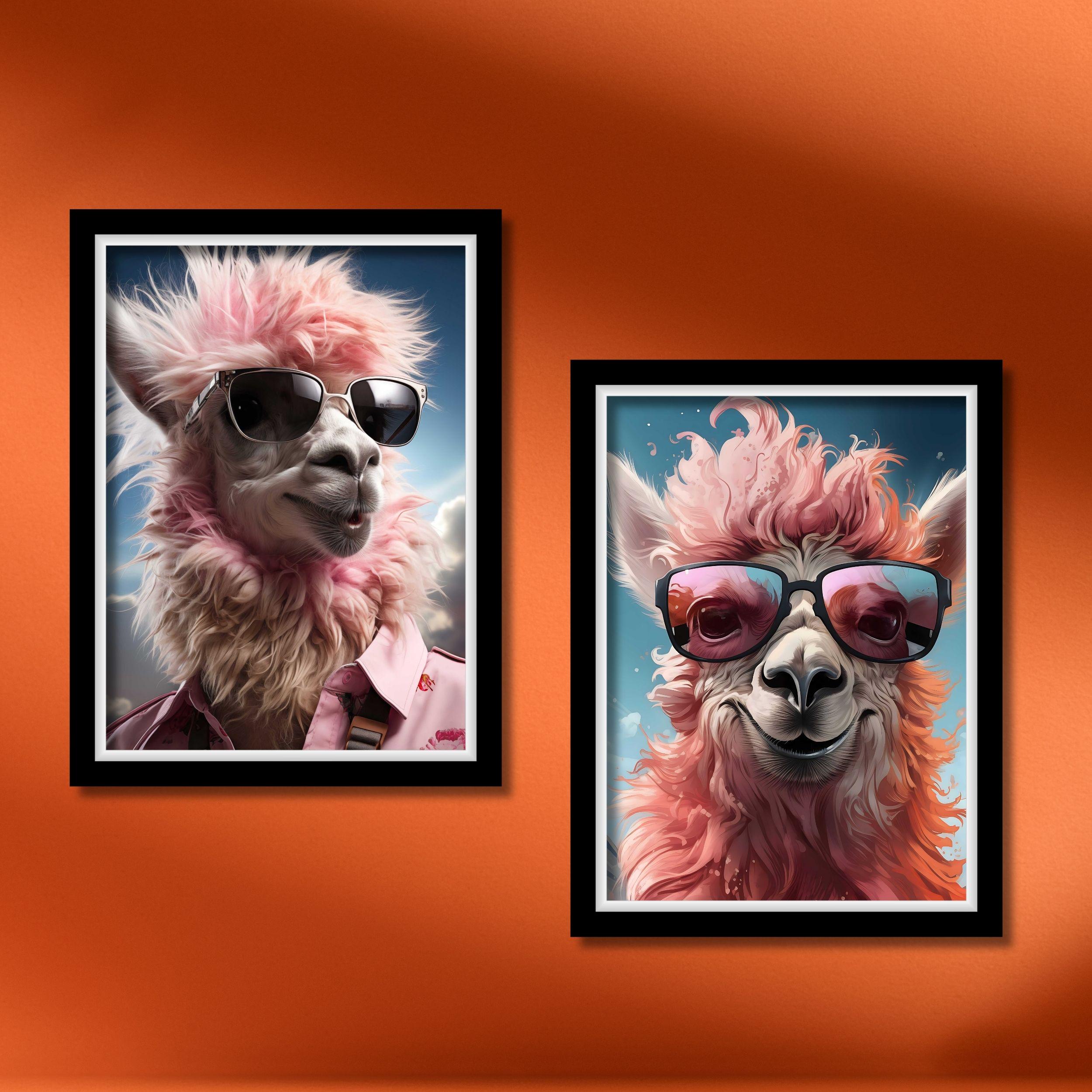 Hipster Llama Poster Set - Quirky Wall Decor, Instant Download, Set of ...