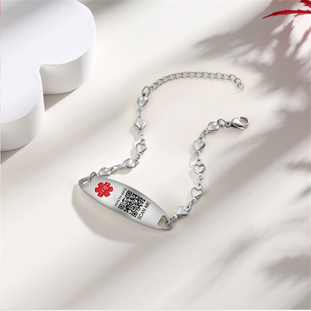 Custom QR Code Medical Alert Bracelet for Emergency Medical - Etsy