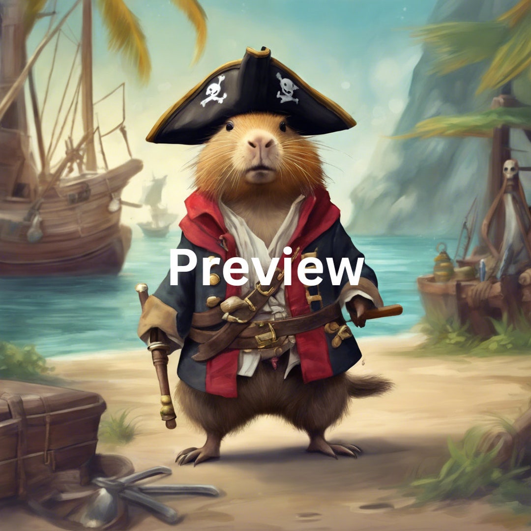 Capybara Pirate digital Print - Etsy