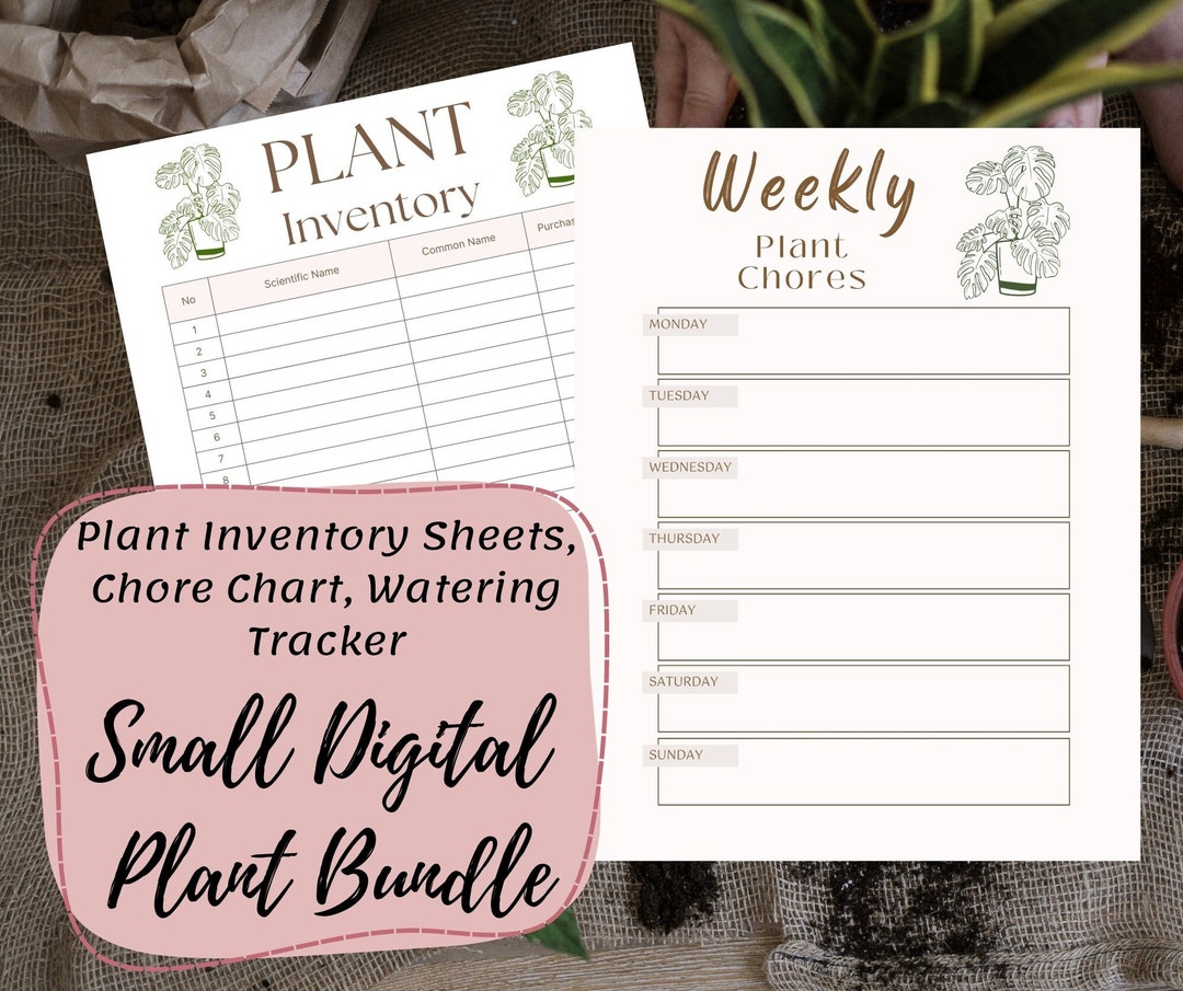 Digital House Plant Inventory Bundle,watering Log,chore Charts,care ...