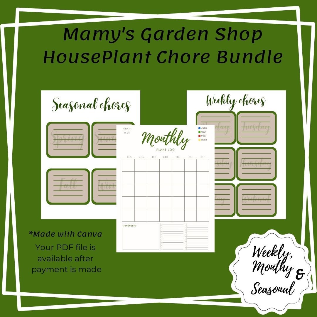 Houseplant Chore Planner | Printable Care Guide for Indoor Plants ...