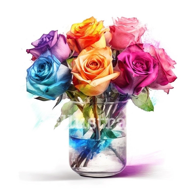 12 Rainbow Flowers Clipart - PNG Files - Transparent BG - Commercial ...