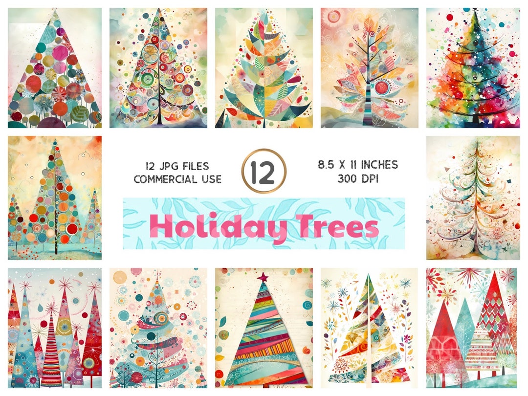 12 Holiday Trees Digital Journal Paper - High Quality Images - JPEG ...