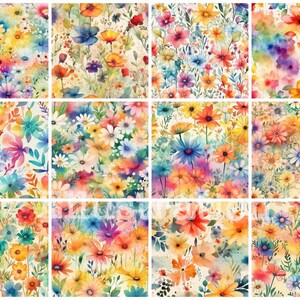 12 Rainbow Floral Medley - Digital Paper - Hight Quality - Seamless ...