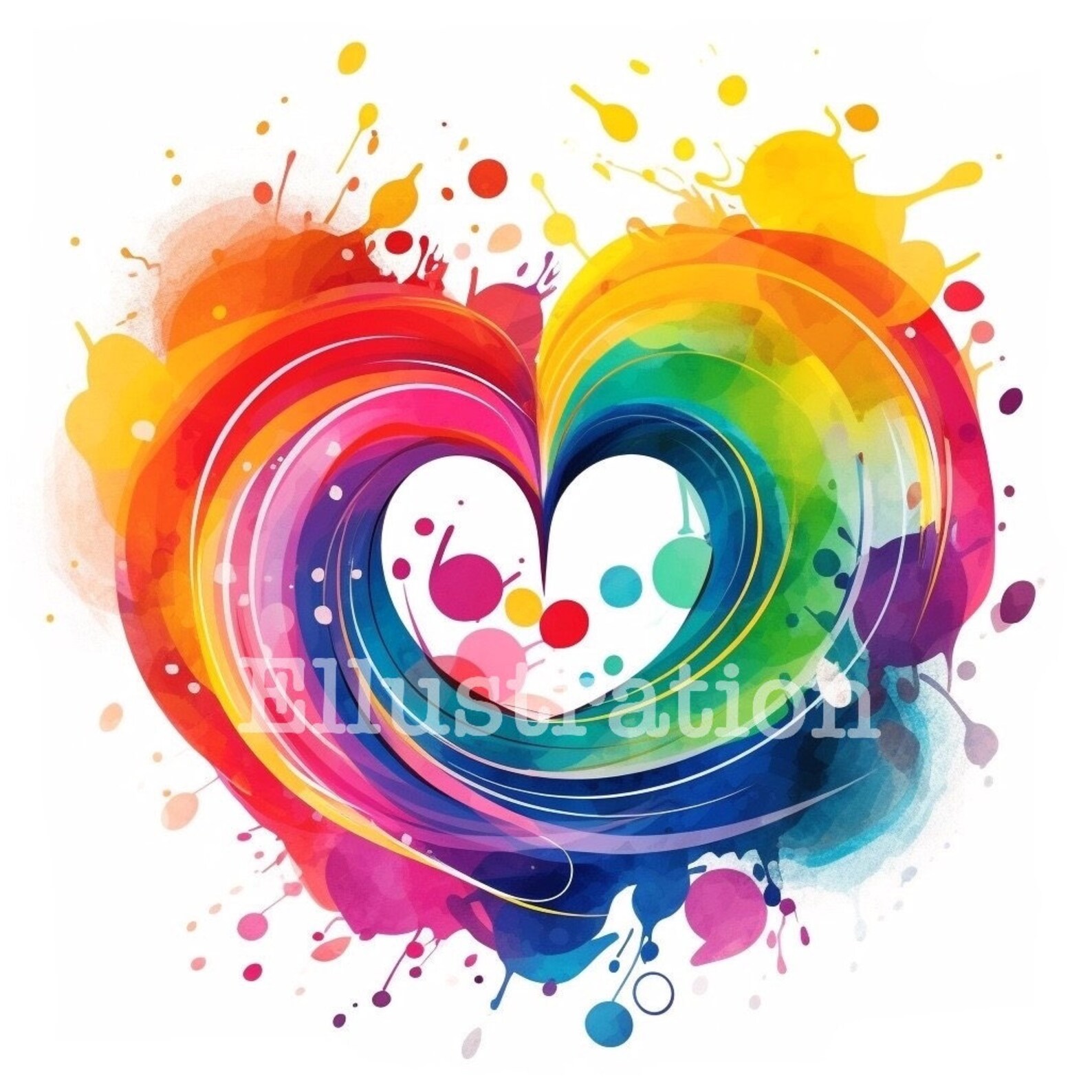 12 Rainbow Love Hearts - JPEG Files - Digital Paper - Commercial Use ...