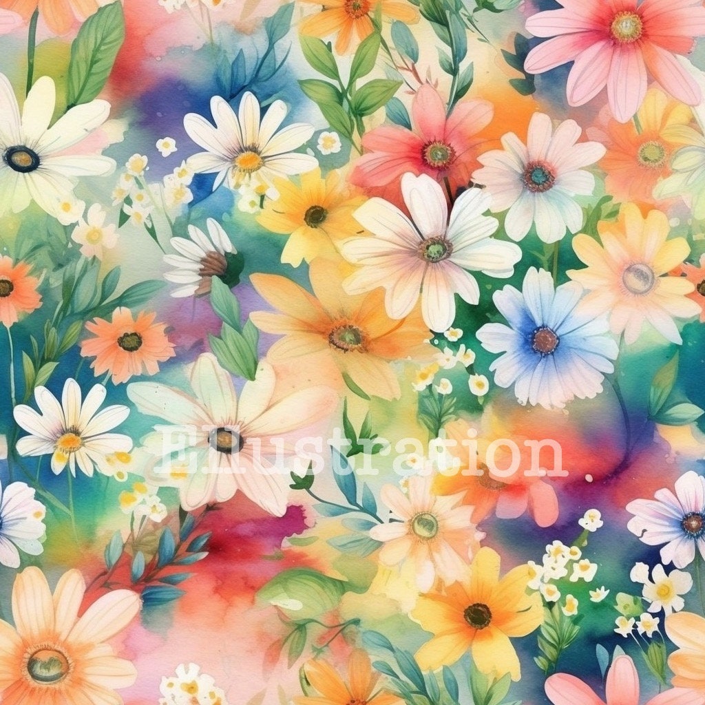 12 Rainbow Floral Medley - Digital Paper - Hight Quality - Seamless ...