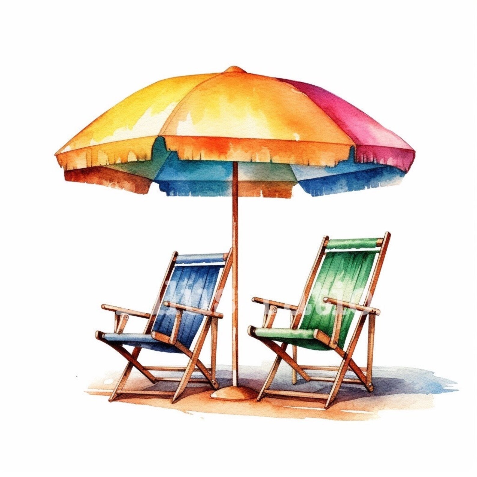 12 Rainbow Beach Chairs - Digital Paper - High Quality Images - 12 JPEG ...