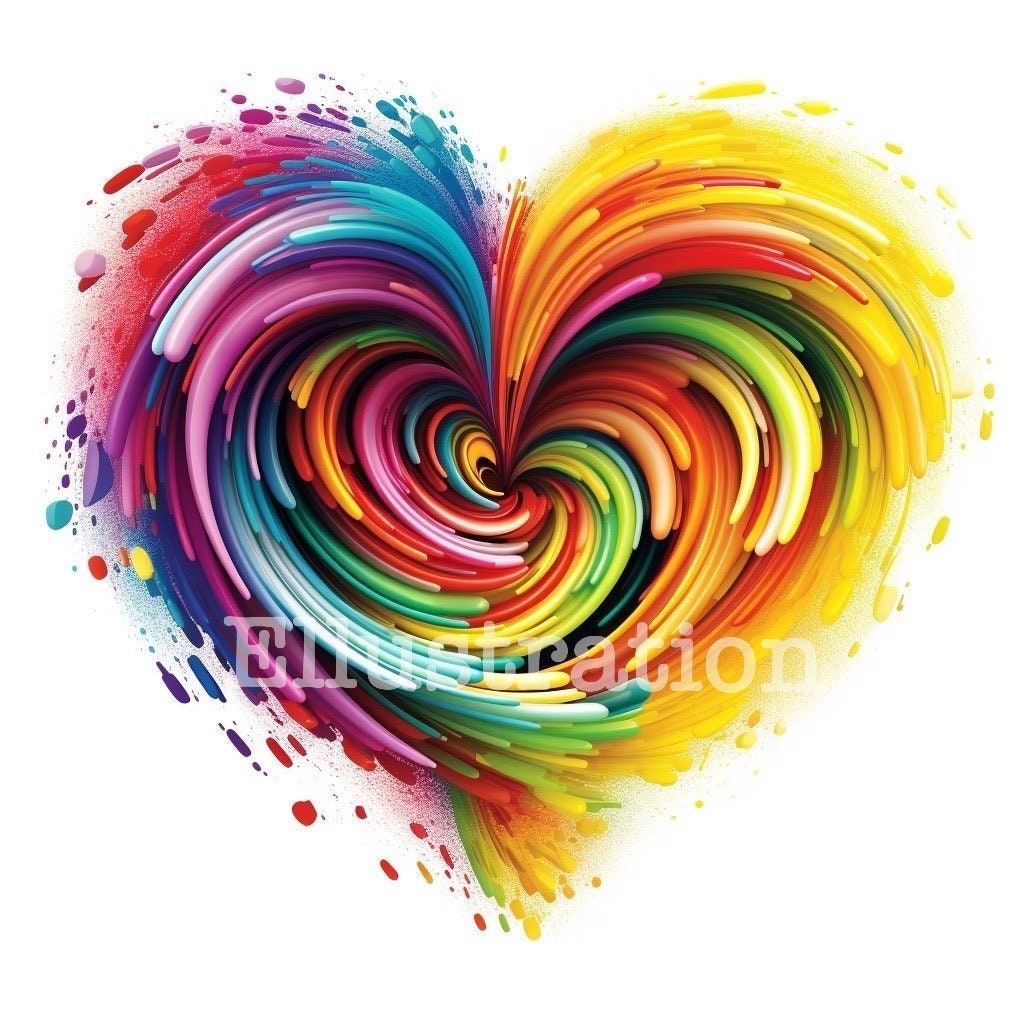 12 Happy Rainbow Love Hearts - PNG Files - Transparent Background ...