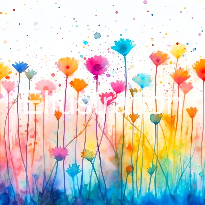 12 Rainbow Flower Fields - Digital Paper - High Quality Images - 12 JPEG Files - Invitation ...