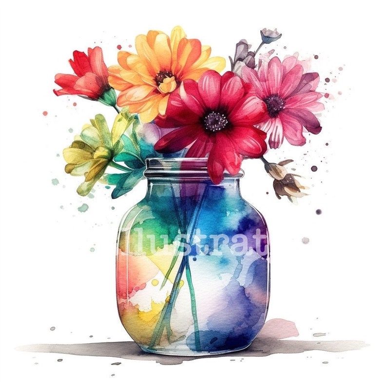 12 Rainbow Flowers Clipart - PNG Files - Transparent BG - Commercial ...