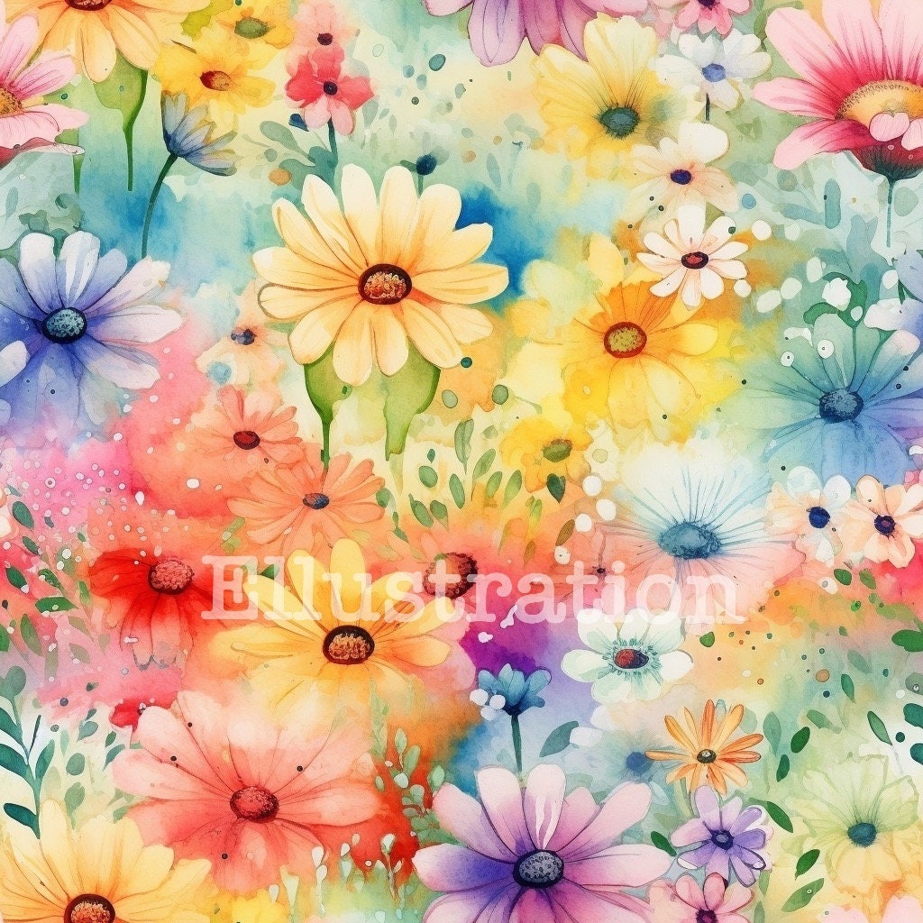12 Rainbow Floral Medley - Digital Paper - Hight Quality - Seamless ...