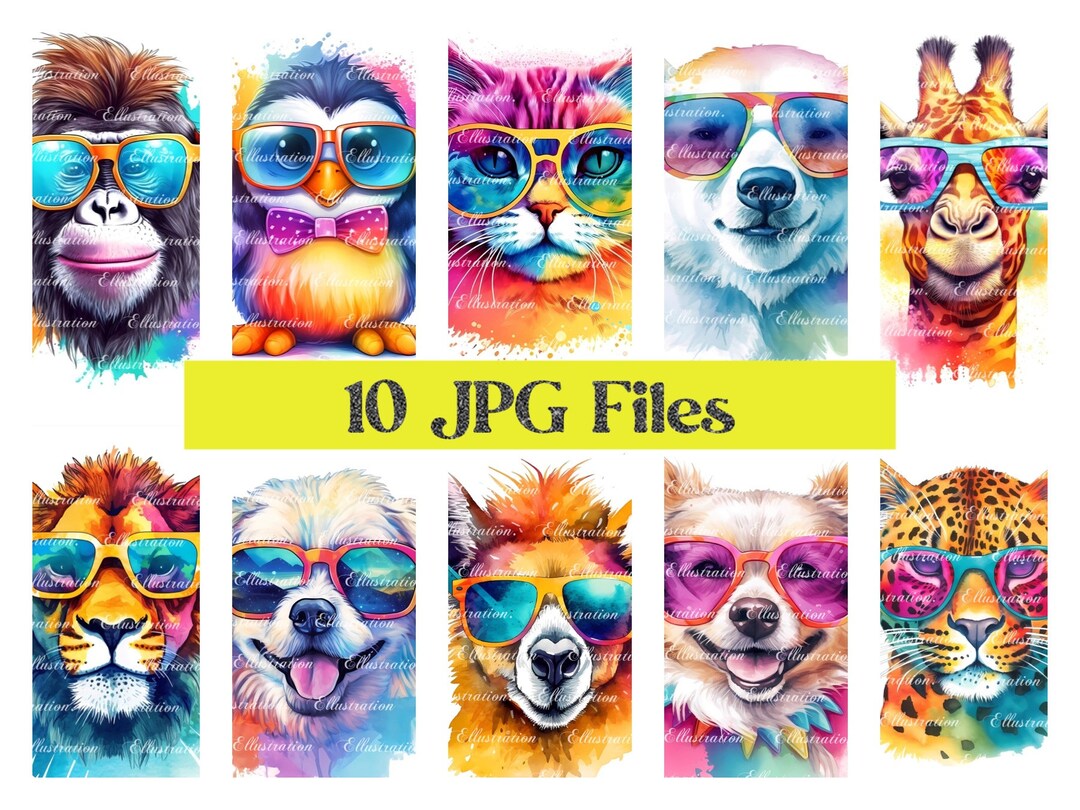 10 Cool Animals W/ Sunglasses - JPEG Files - Commercial Use - Digital ...