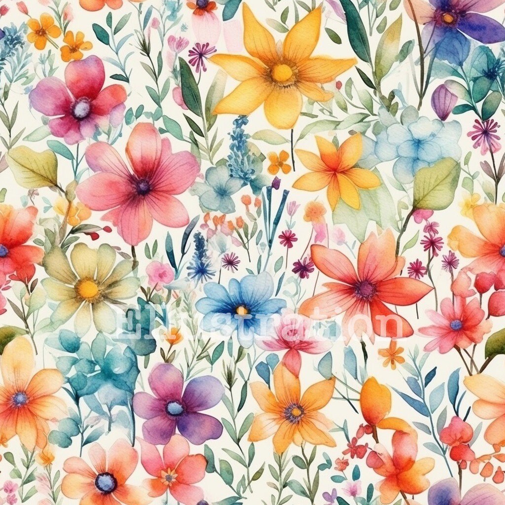 12 Rainbow Floral Medley - Digital Paper - Hight Quality - Seamless ...