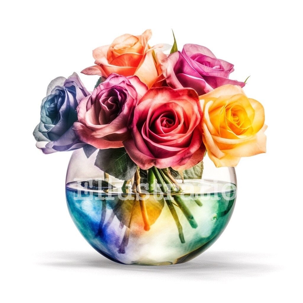 12 Rainbow Flowers Clipart - PNG Files - Transparent BG - Commercial ...