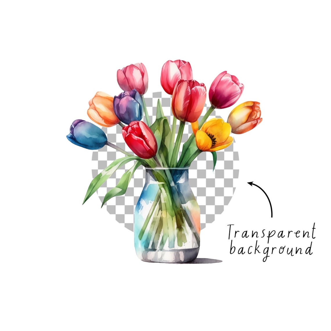 12 Rainbow Flowers Clipart PNG Files Transparent BG Commercial Use High ...