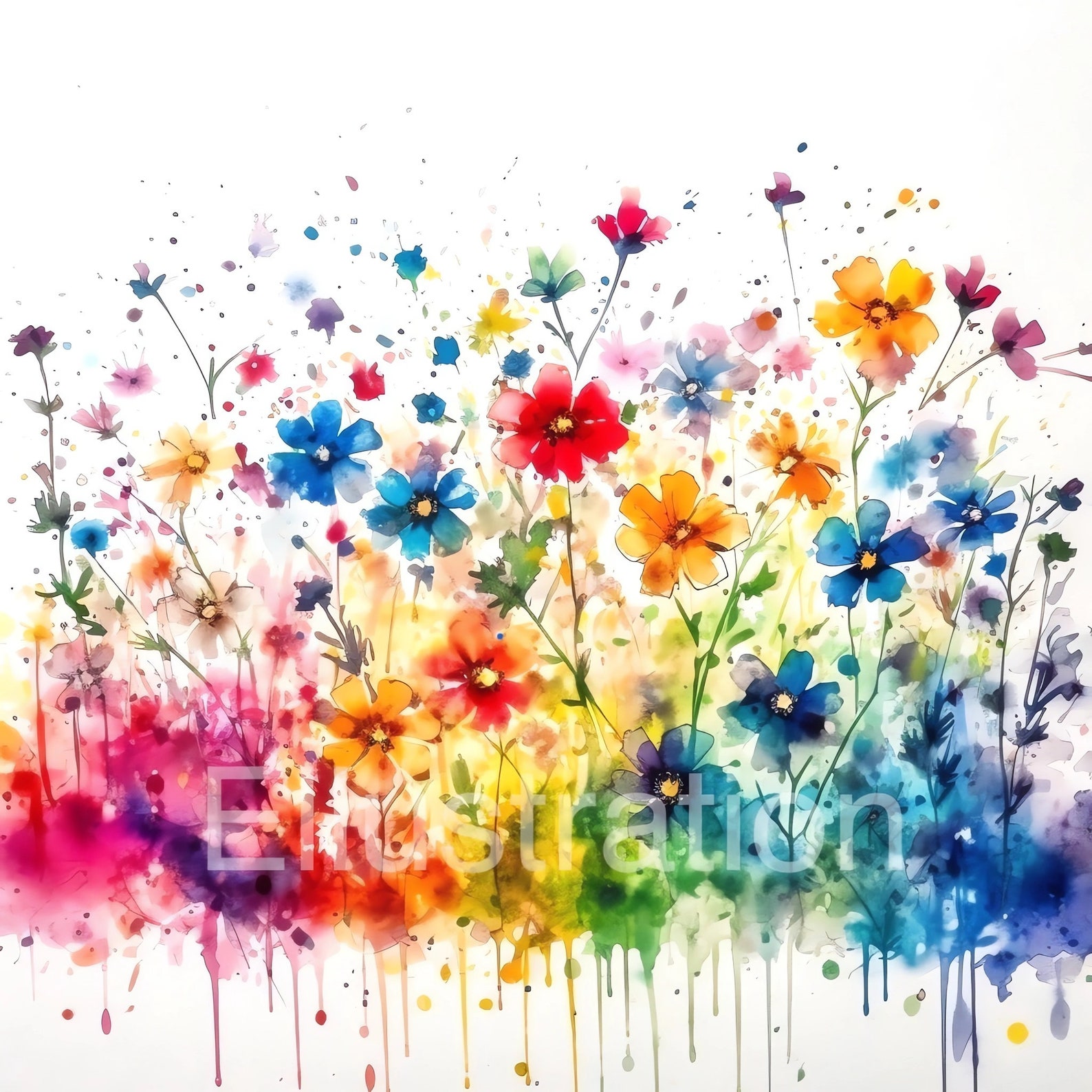 12 Rainbow Flower Fields - Digital Paper - High Quality Images - 12 ...