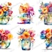 12 Rainbow Flowers Clipart - PNG Files - Transparent BG - Commercial ...
