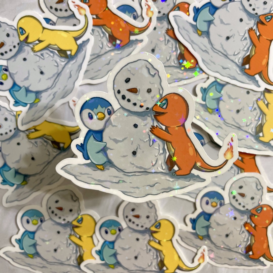 Snowman Friends - Pokemon Charmander & Piplup Water-resistant Sticker ...