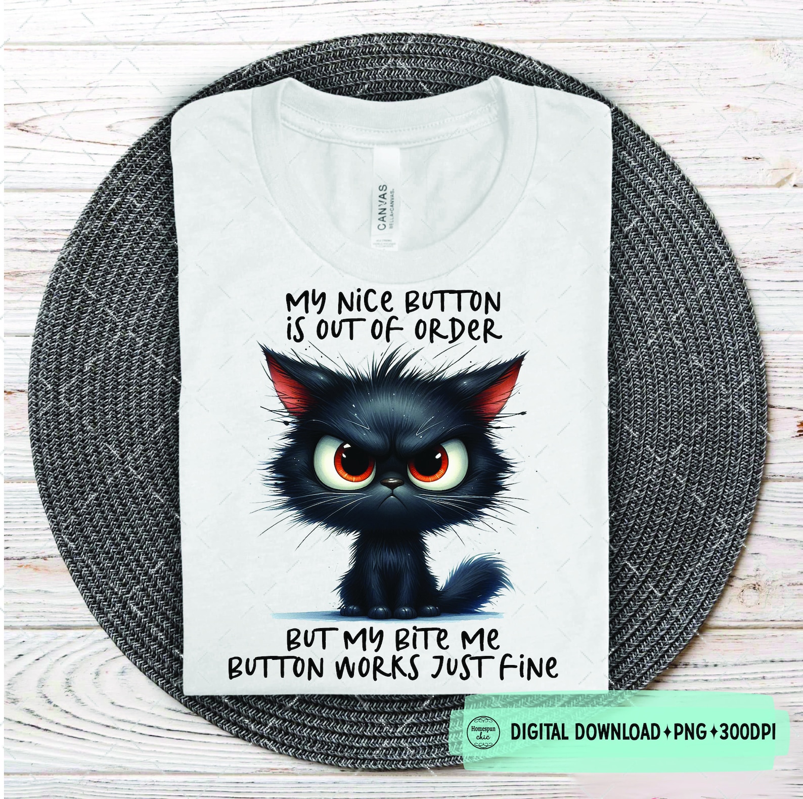 Bite Me Button PNG, Digital File, Sublimation, DTF Design, Cranky Cat ...
