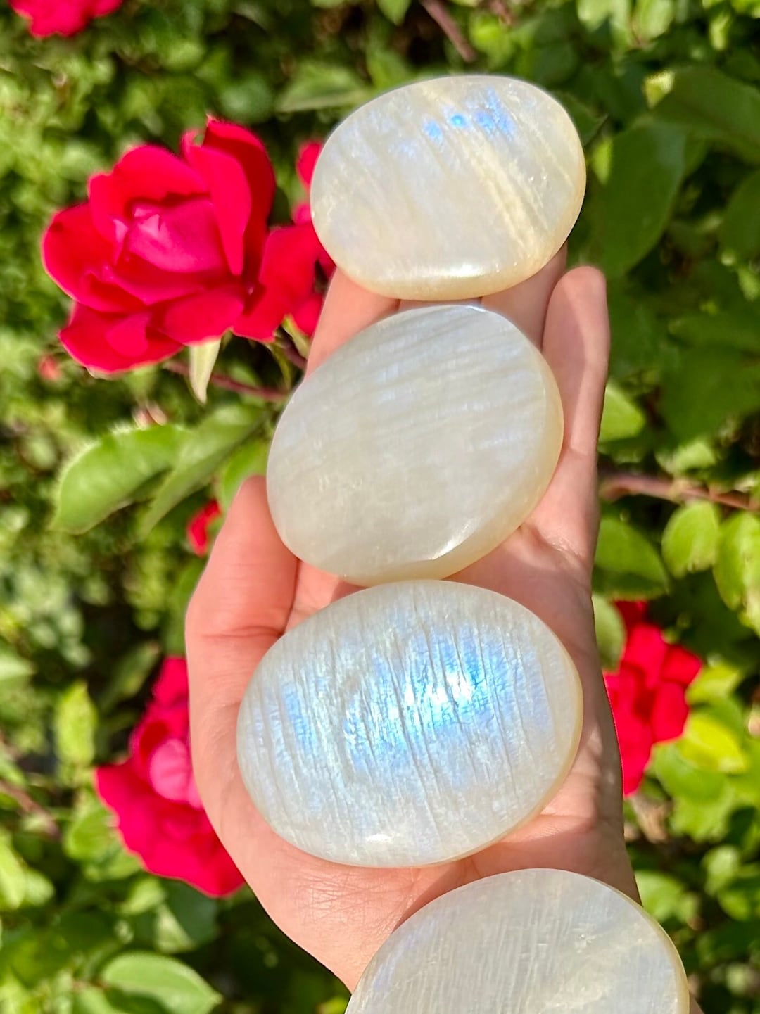 Smooth Polished Moonstone Palmstone Meditation Palm Stone Crystal Gem ...