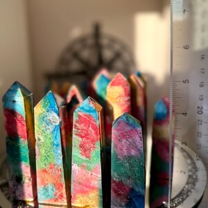 Rainbow Crystal Tower Color-enhanced Snow Agate Plume Agate Tower - Etsy