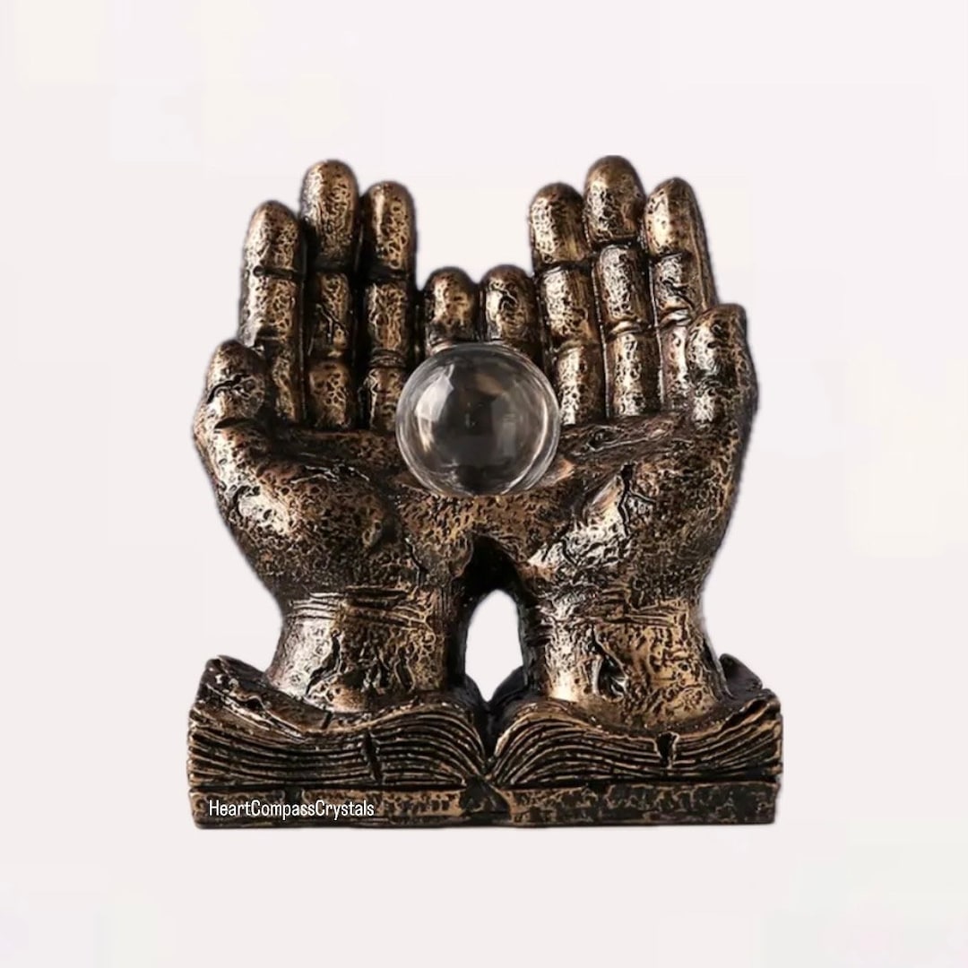 Palm Hand Crystal Sphere Display | Palms Crystal Ball Stand | Hand of ...