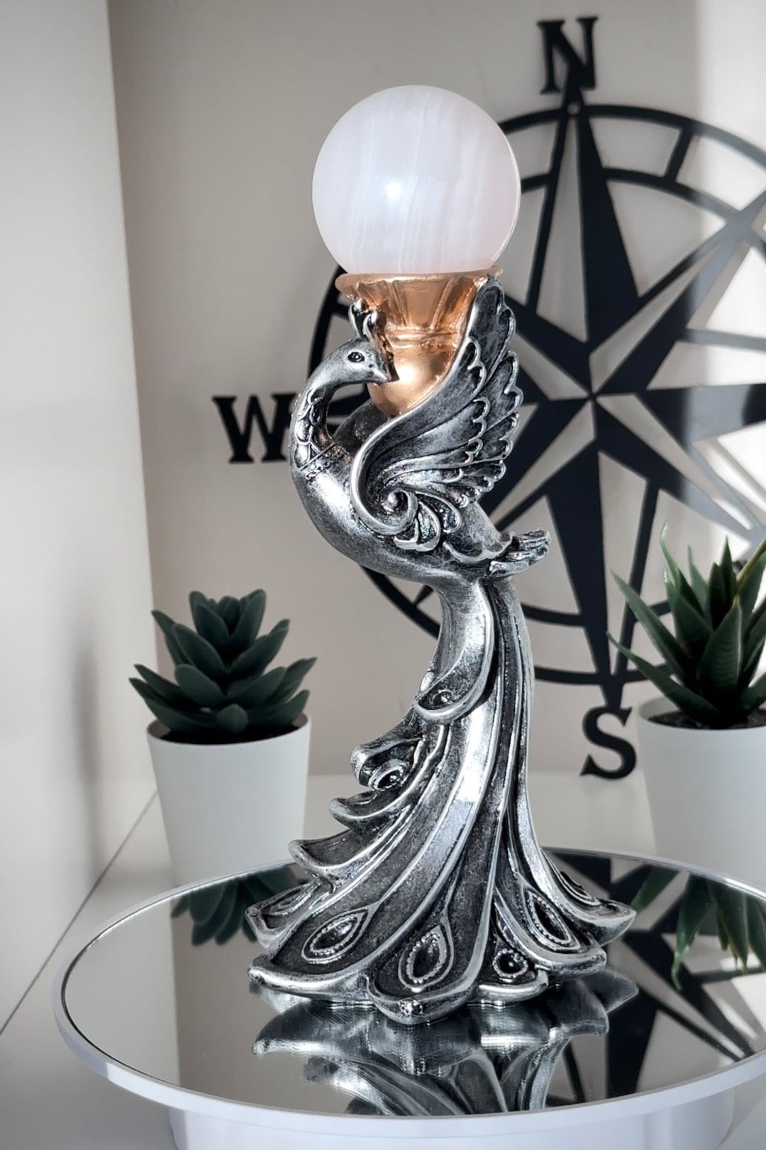 Beautiful Phoenix Crystal Sphere Display | Bird Crystal Ball Holder ...
