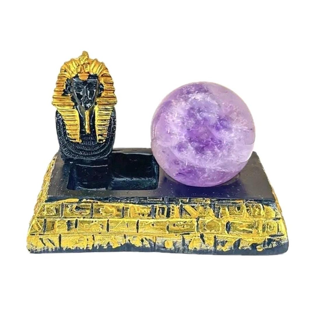 Egyptian Pharaoh Crystal Sphere Display Ball Holder Stand | Ancient ...