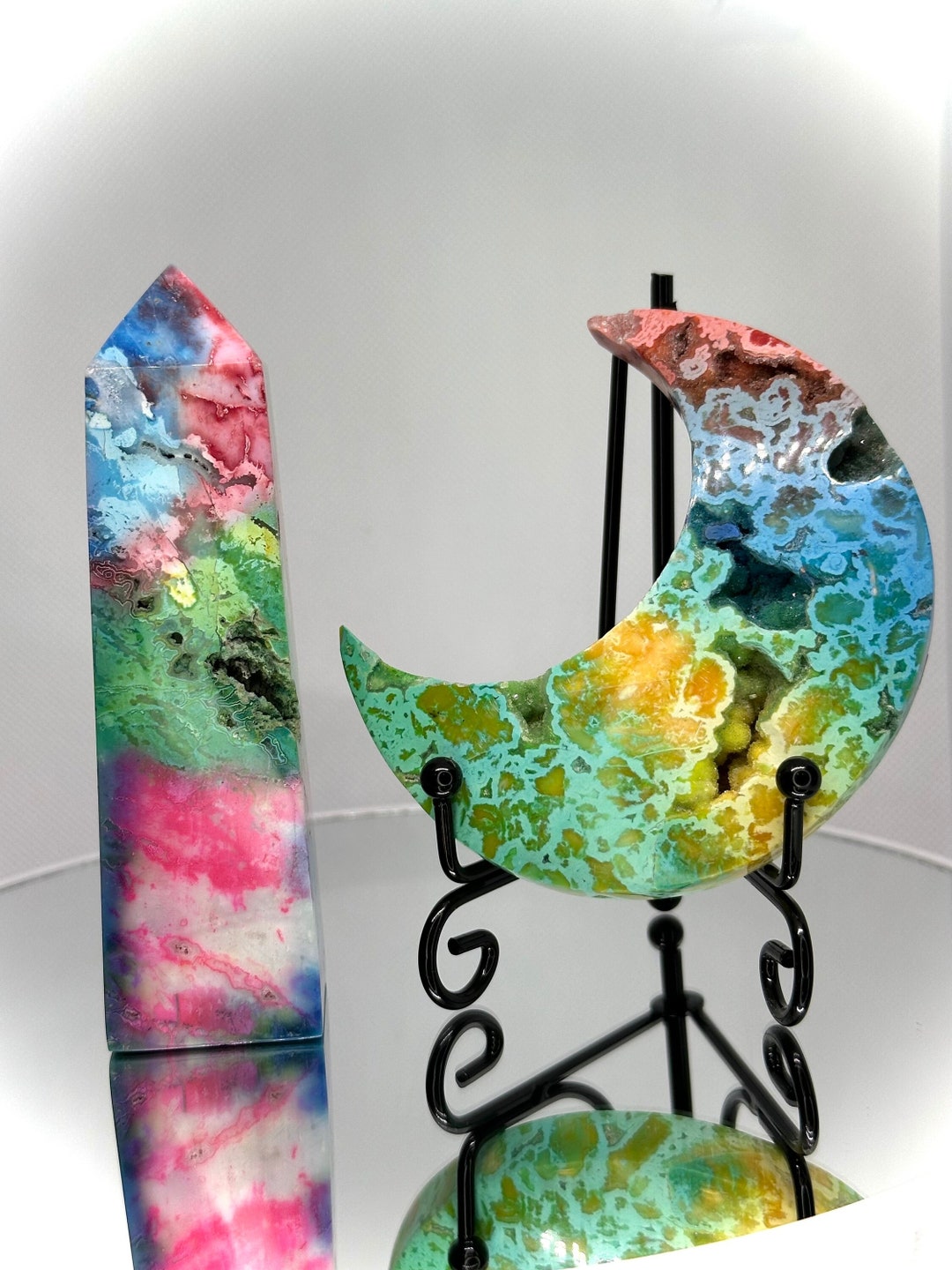 HOLD FOR MISI Rainbow Crystal Tower Moon Crystal Crescent Color ...