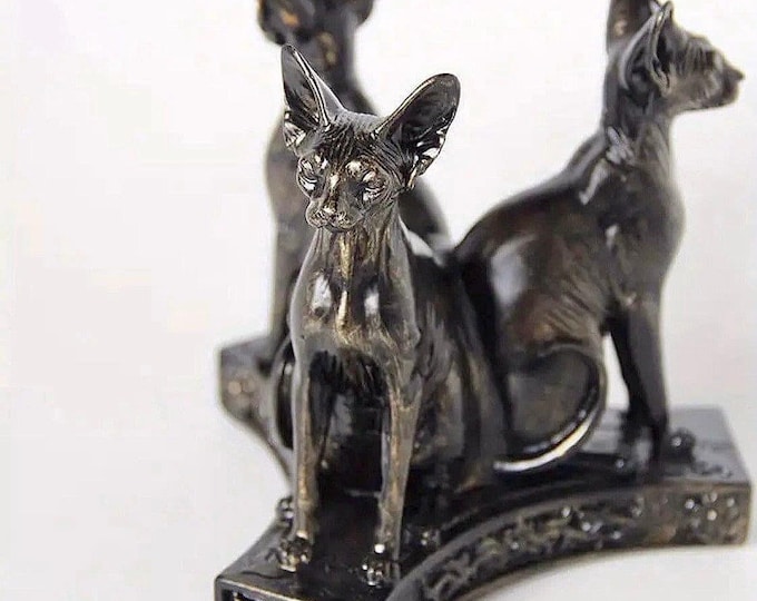 Triple Sphynx Cats Crystal Sphere Display Stand | Egyptian Bastet ...