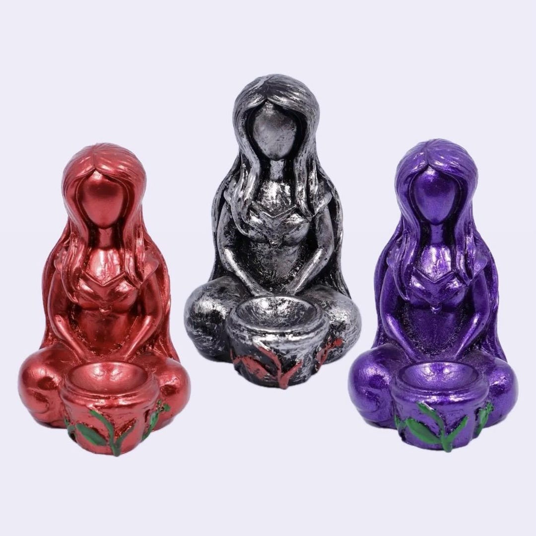 Gaia Crystal Sphere Stand Display Holder: Hand-painted Resin Goddess ...