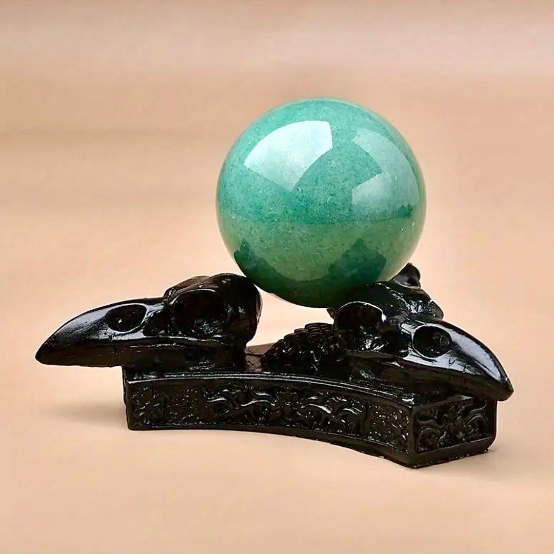 Raven Skull Crystal Sphere Display Crow Skull Crystal Holder Crystal ...