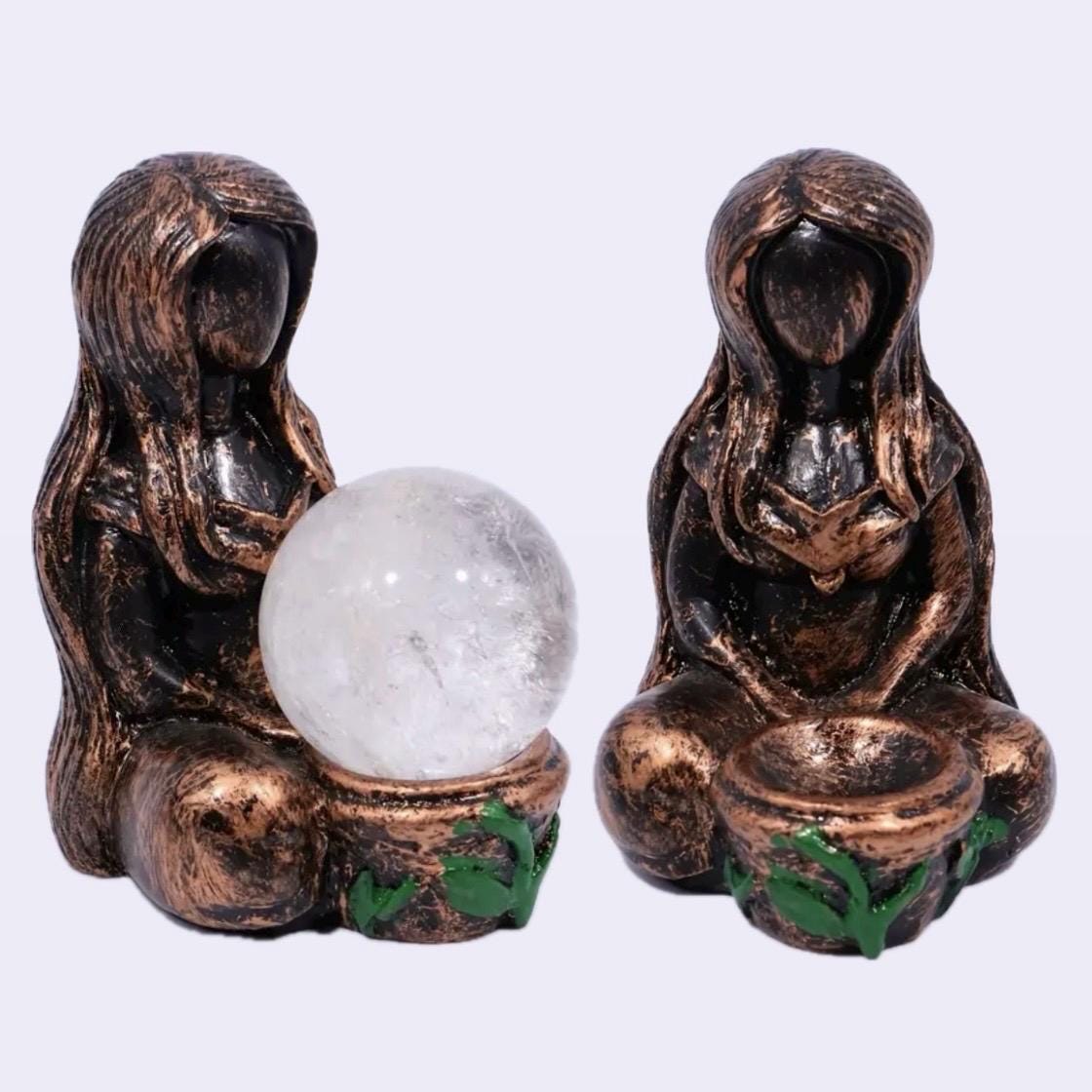 Gaia Crystal Sphere Stand Display Holder: Hand-painted Resin Goddess ...