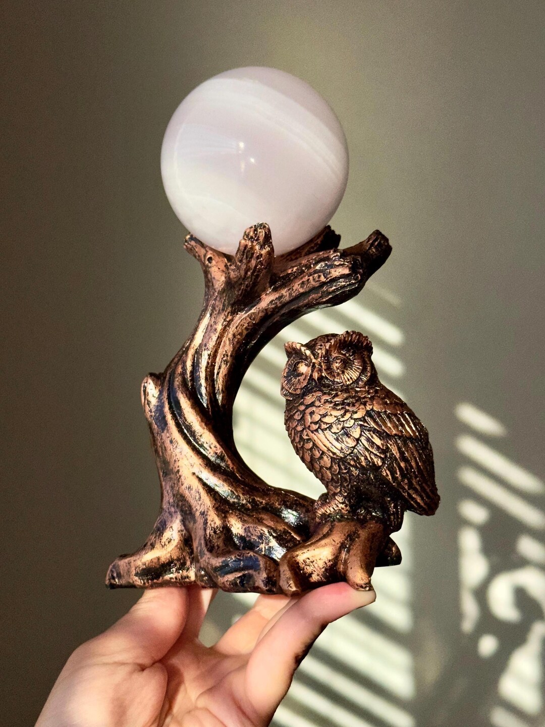 Owl Crystal Sphere Stand Display Holder: Tree Branch Resin Figurine - Etsy
