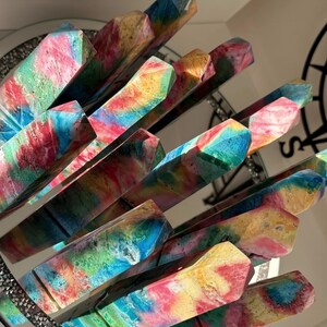 Rainbow Crystal Tower Color-enhanced Snow Agate Plume Agate Tower ...