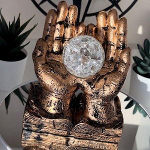 Palm Hand Crystal Sphere Display | Palms Crystal Ball Stand | Hand of ...