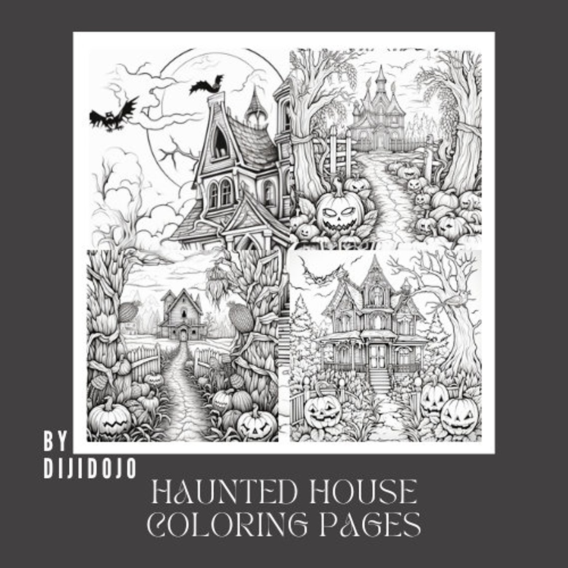 10 Halloween Themed, Haunted House, Coloring Pages, for Kids, Teens ...