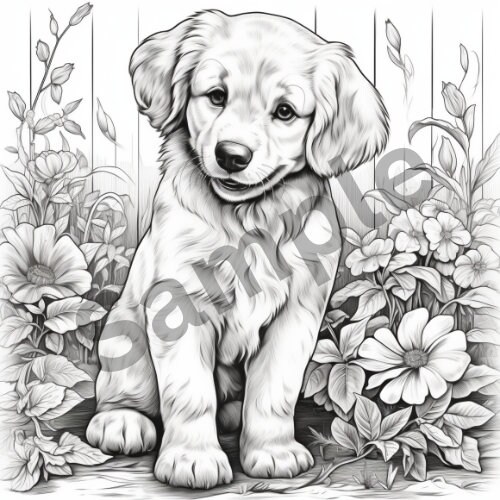Cute Puppy, 20 Coloring Pages Printable PNG Download for Kids + Adults ...
