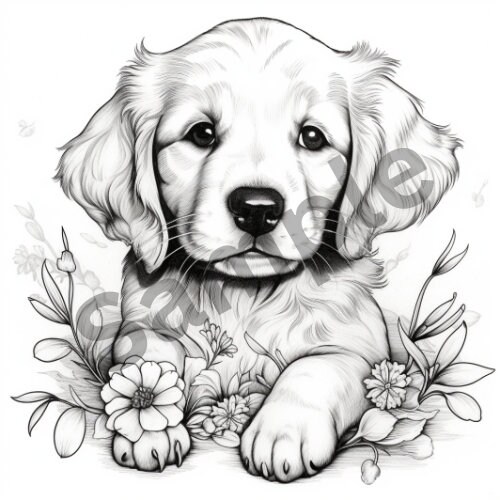 Cute Puppy, 20 Coloring Pages Printable PNG Download for Kids + Adults ...