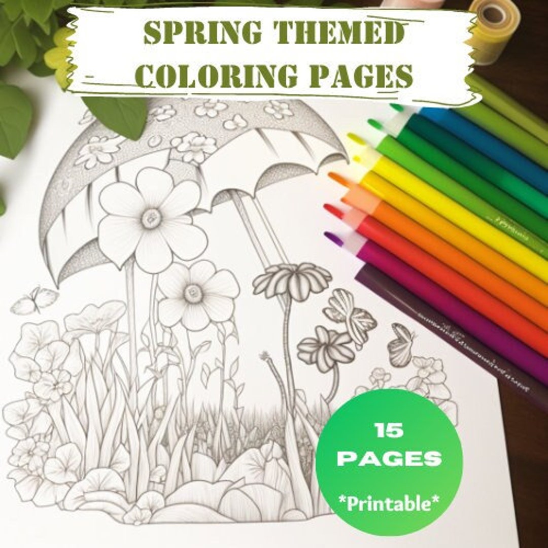Spring Coloring Pages Sheets for Kids and Adults Printable PNG Download ...