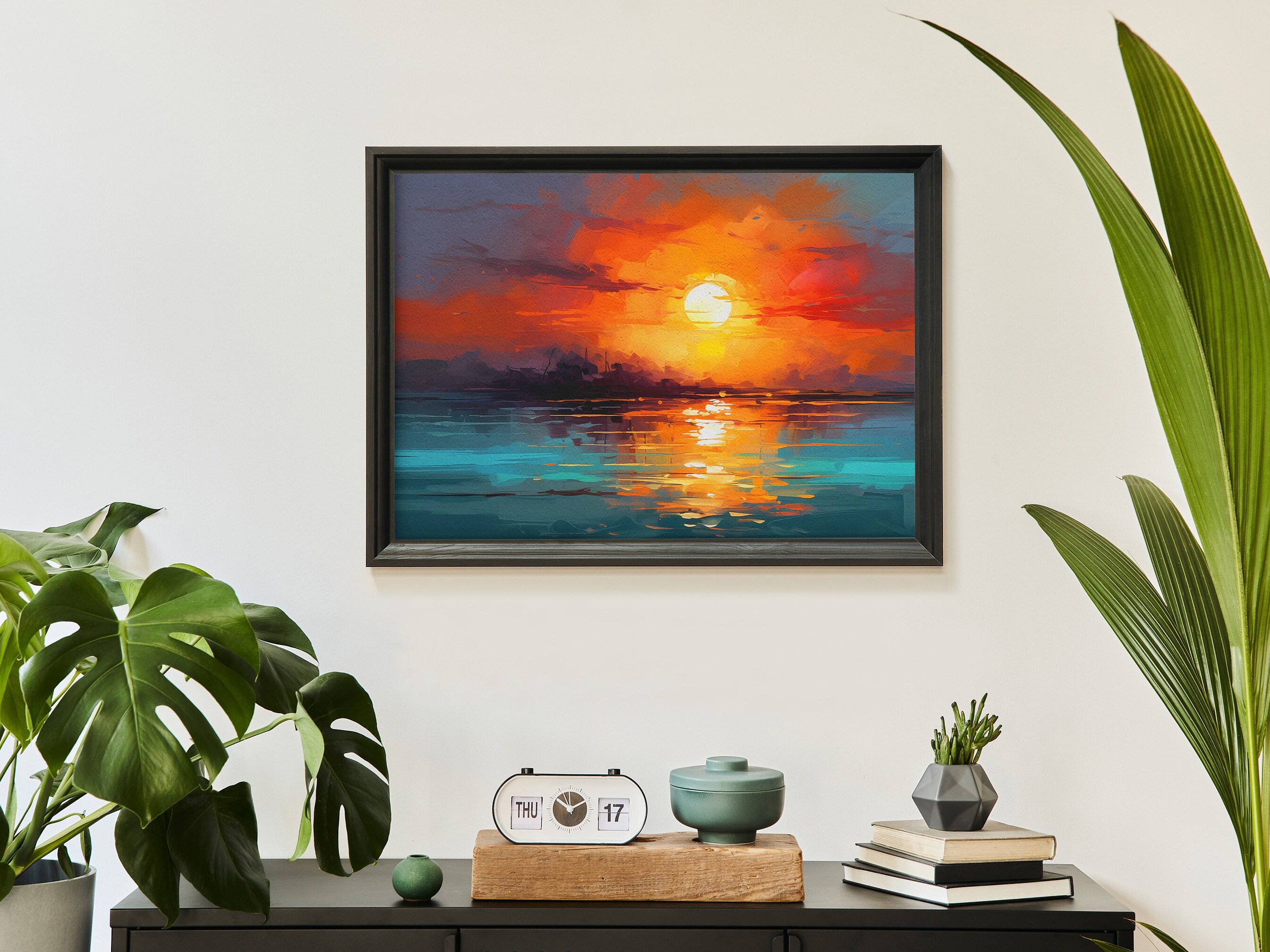 Sunrise Painting Printable Wall Art, Ocean Poster Seascape Nature ...